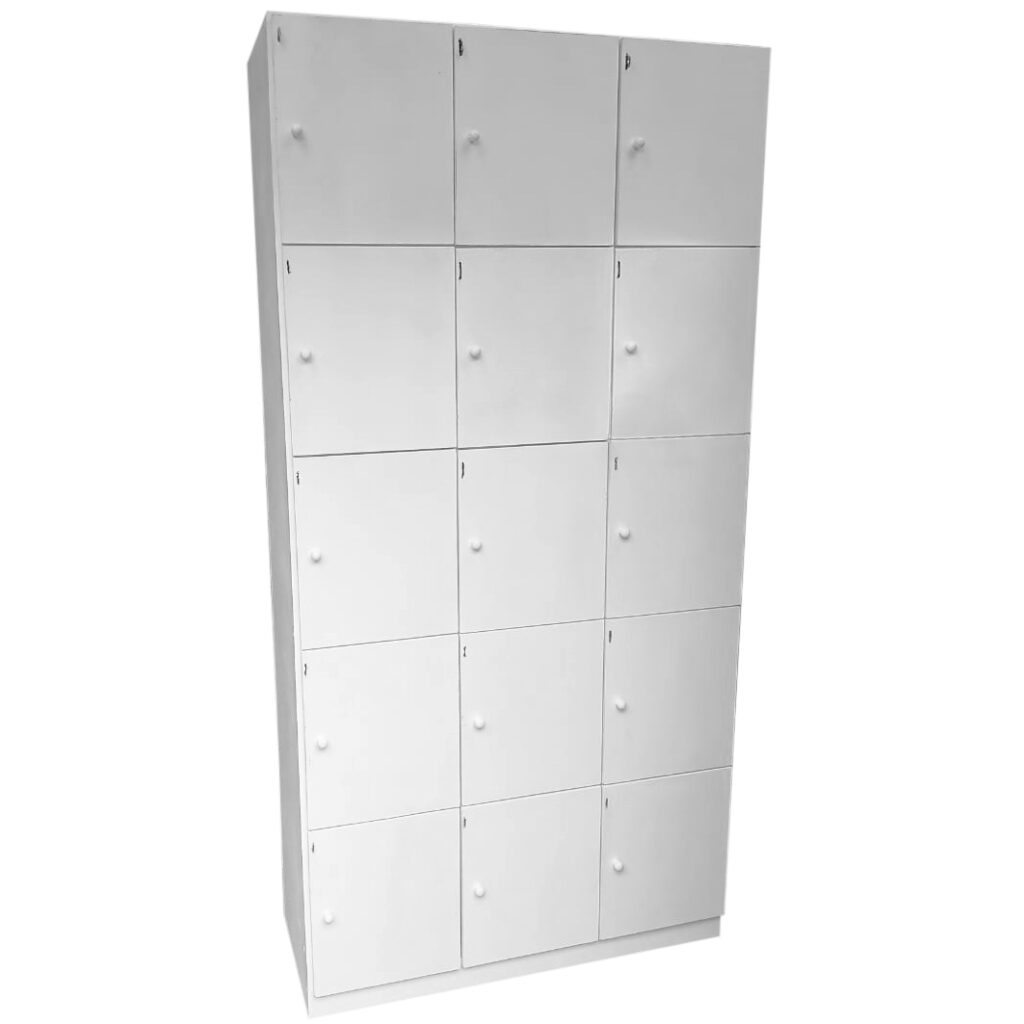 Locker em Madeira - Branco (15 Portas) - Disktem